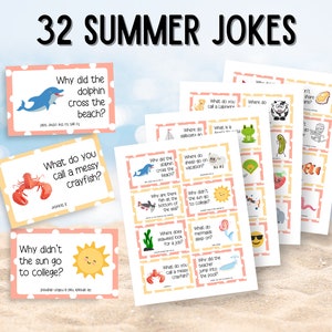 Summer Jokes for Kids Lunchbox Notes, Lunchbox Cards, Printable Lunch ...
