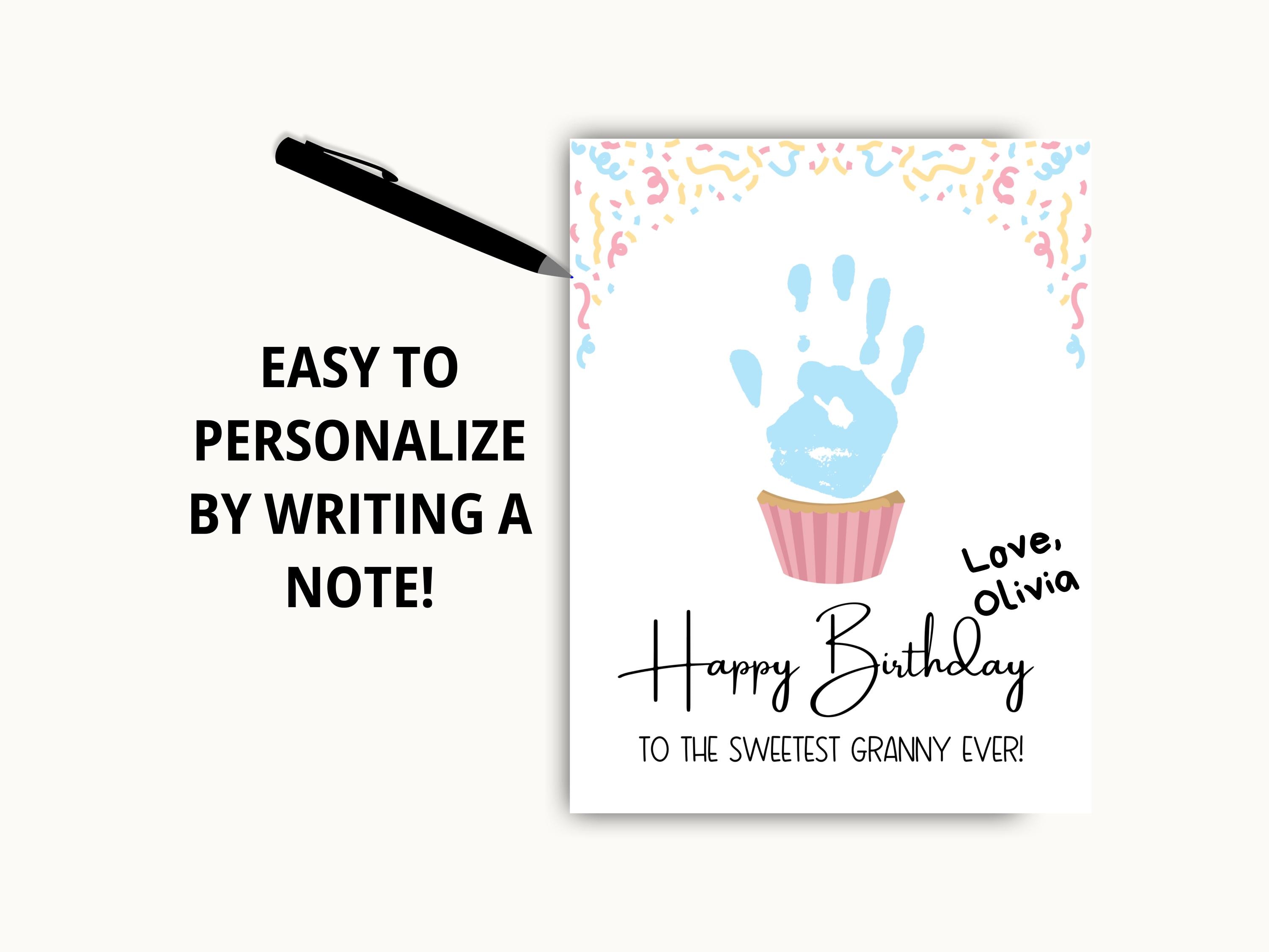 Granny Birthday Card, Handprint Birthday Card Printable, Granny Gift ...