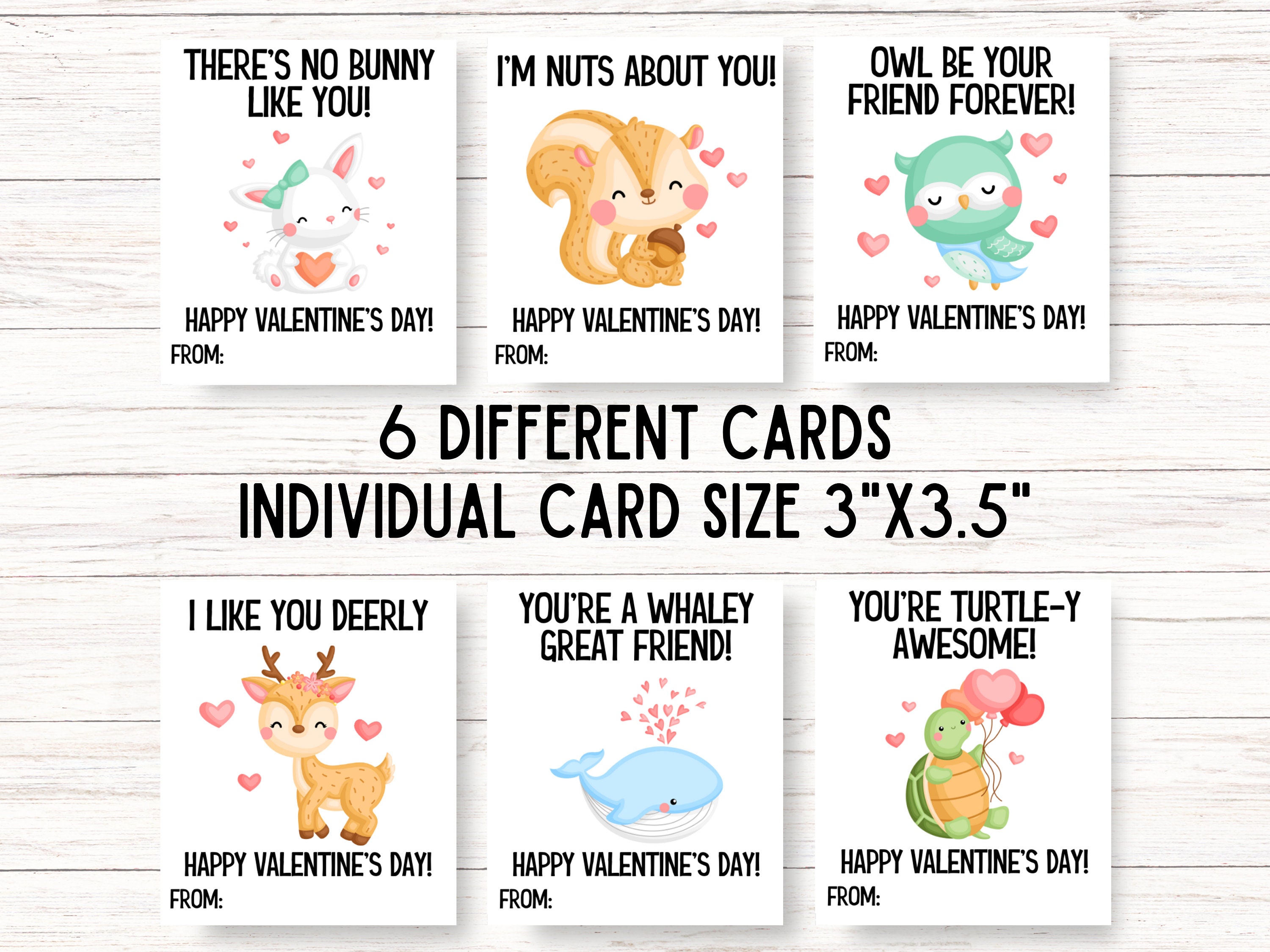 Editable Valentines Day Cards Animals, Cute Animal Valentine Cards ...