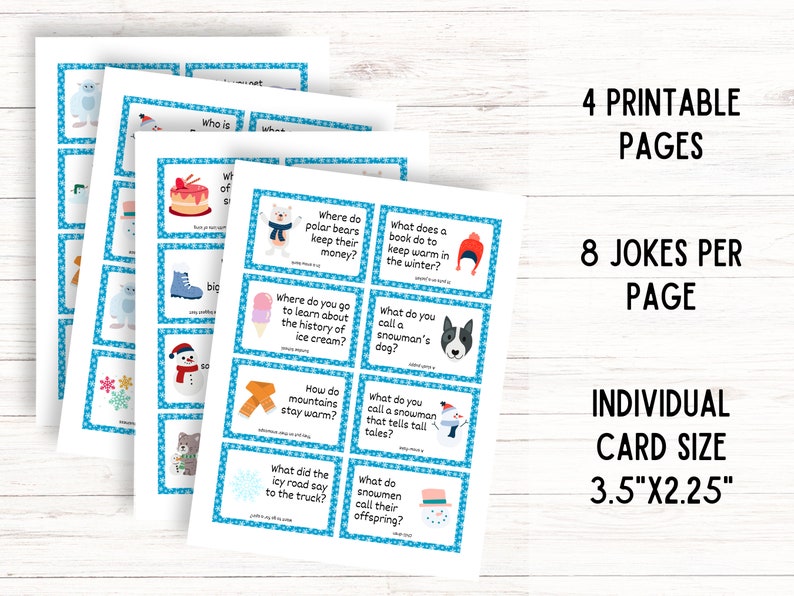 Winter Jokes for Kids, Printable Lunchbox Notes, Joke Cards for Kids ...