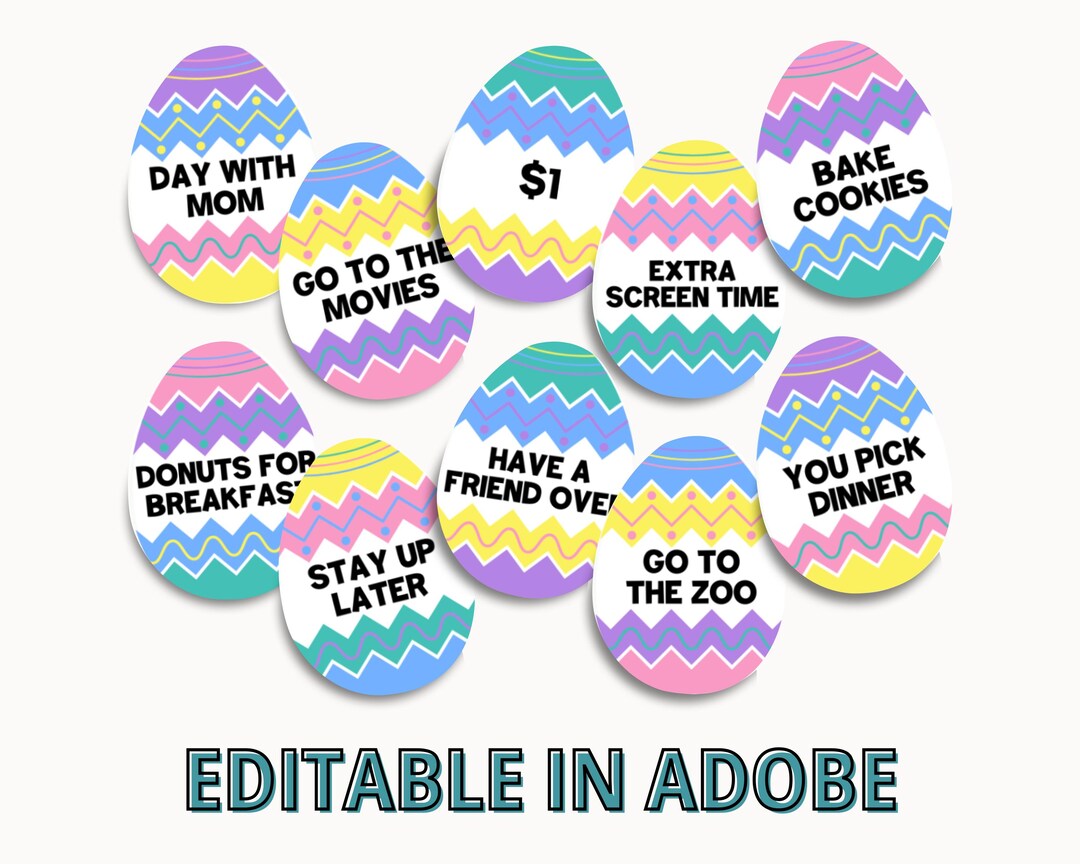Printable Easter Egg Hunt Tokens: Editable Easter Coupons (PDF) - Etsy