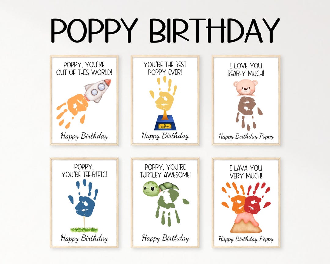 Poppy Handprint Birthday Card Printable, Poppy Gifts From Grandkids ...