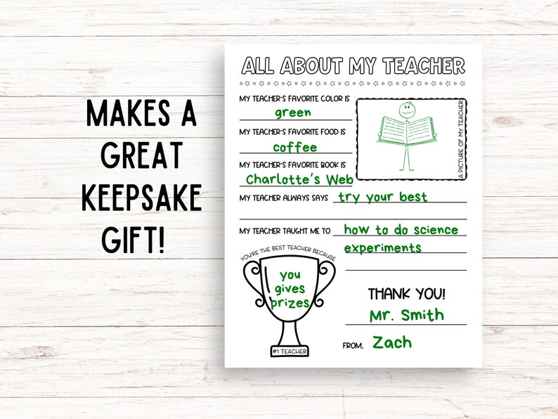 All About My Teacher Printable, Thank You Teacher Letter, Teacher ...