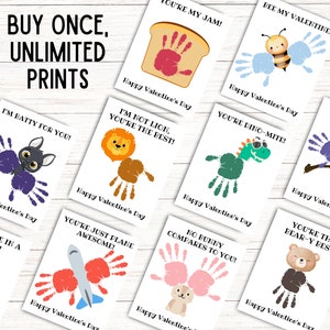 Valentine Handprint Art Bundle, Valentine's Day Handprint Craft for ...
