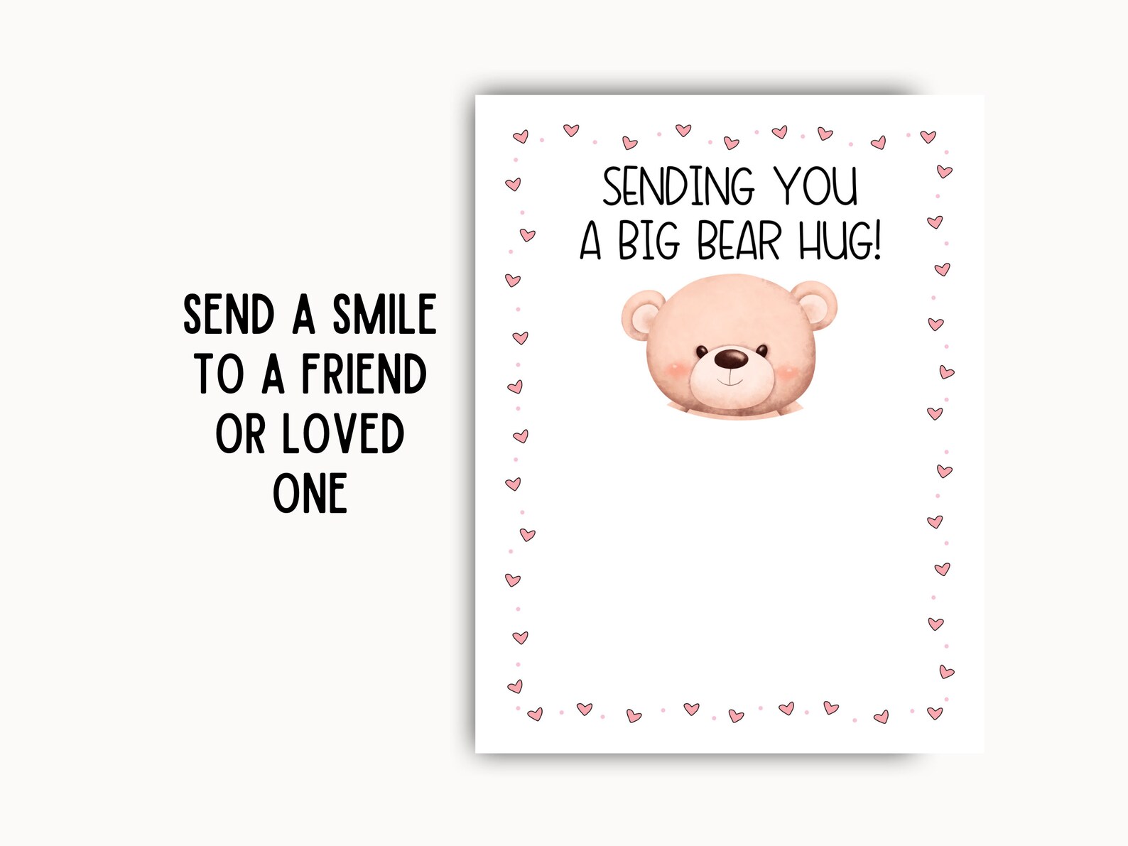 Sending A Big Hug Handprint Card From Kids, Printable Thinking of You ...