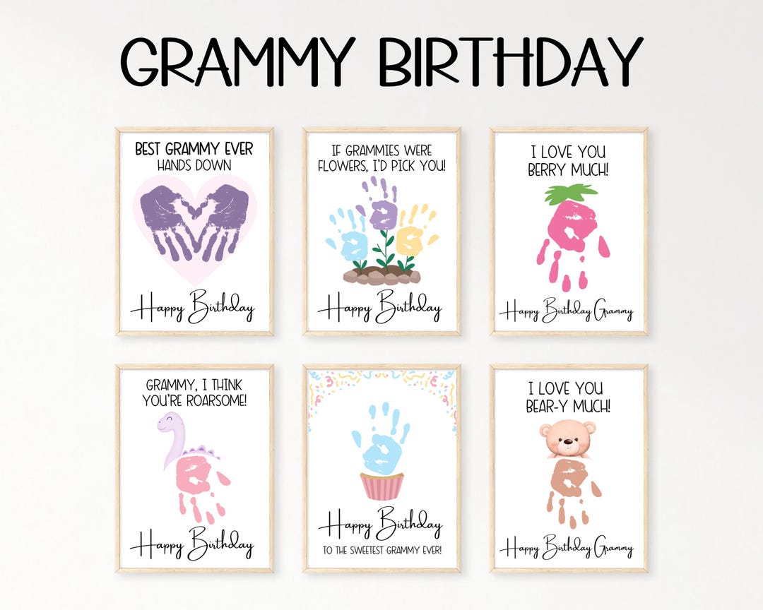Grammy Birthday Gifts, Handprint Birthday Card Printable, Happy ...
