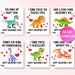 Printable Dinosaur Valentines for Kids Class, Dinosaur Valentine Card ...