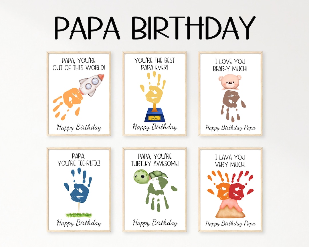 Papa Birthday Card, Papa Gifts From Grandkids, Handprint Birthday Card ...