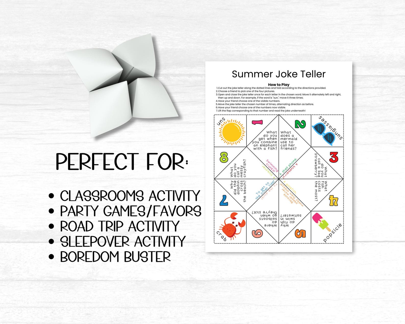 Joke Teller Cootie Catcher Bundle: Seasonal Jokes for Kids (PDF) - Etsy