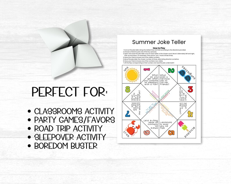 Joke Teller Cootie Catcher Bundle: Seasonal Jokes for Kids (PDF) - Etsy