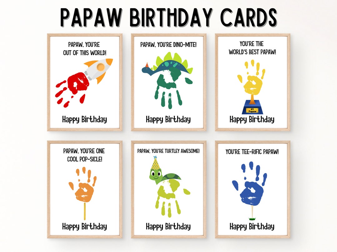 Papaw Handprint Birthday Card Printable, Papaw Gifts From Grandkids ...