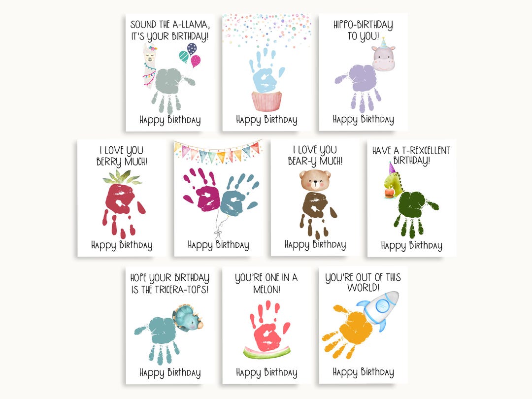 Birthday Handprint Card Printable, Handprint Birthday Card From Kids ...
