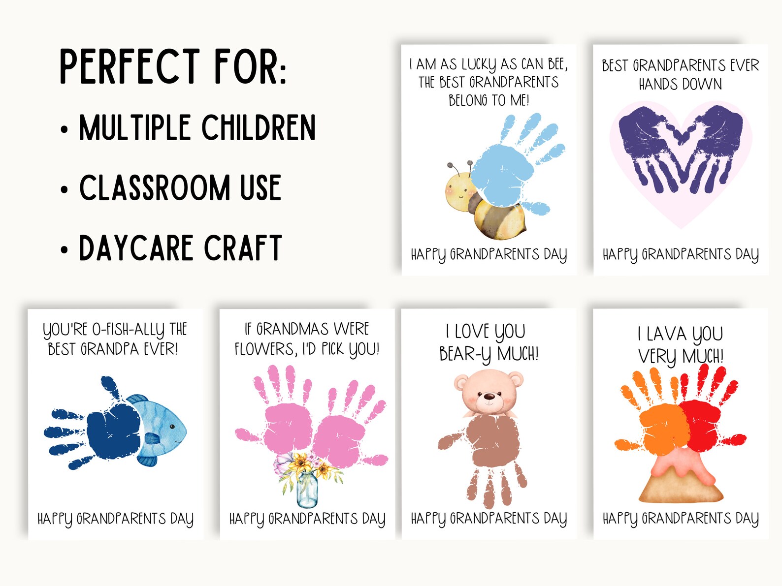 Grandparents Day Handprint Craft Bundle, Grandparents Gift From ...