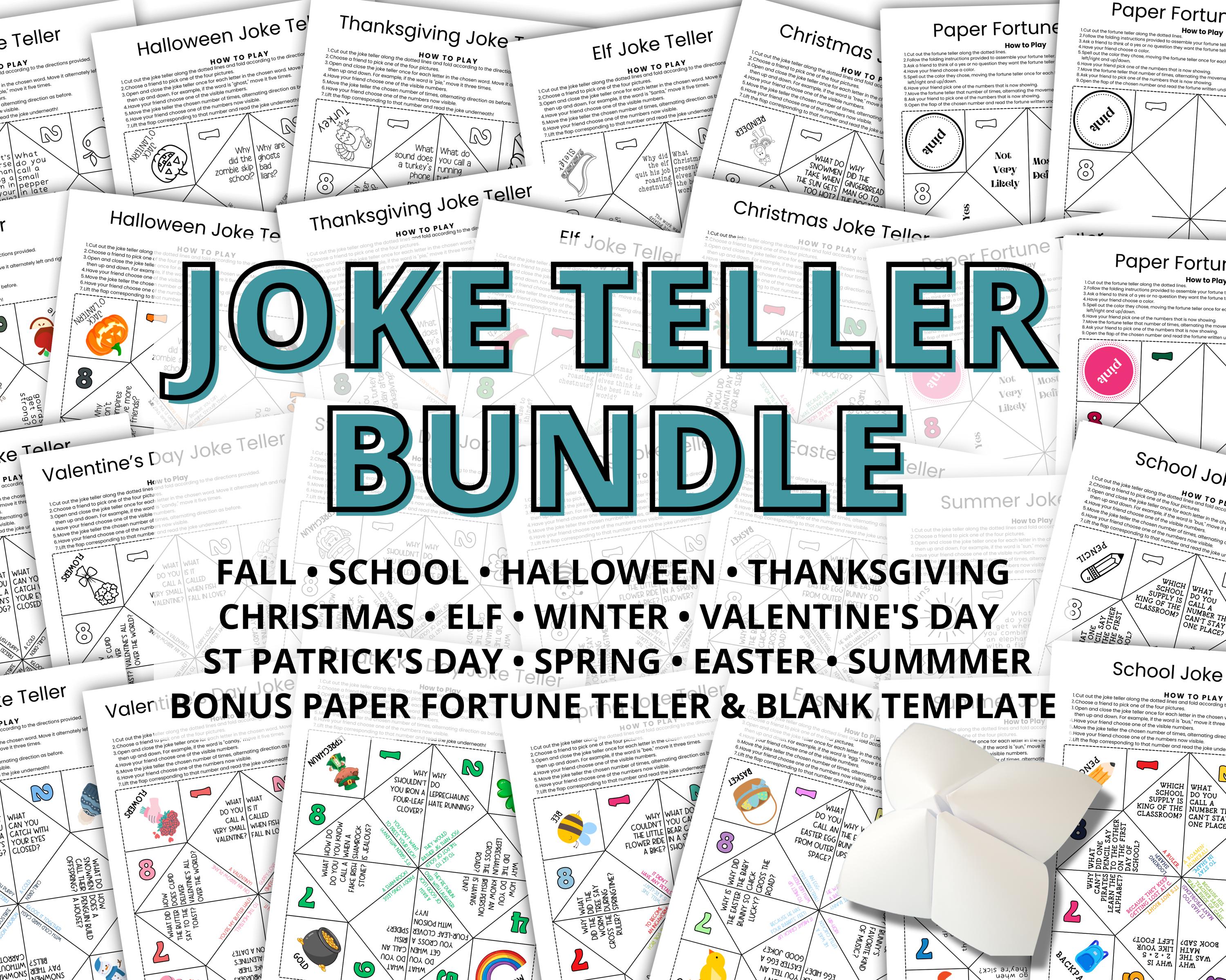 Joke Teller Cootie Catcher Bundle: Seasonal Jokes for Kids (PDF) - Etsy
