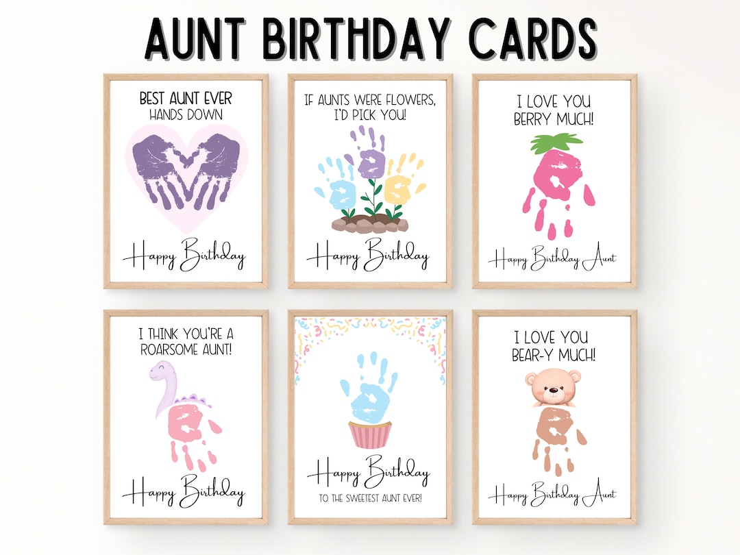 Aunt Handprint Birthday Card, Happy Birthday Aunt Card, Birthday Gift ...
