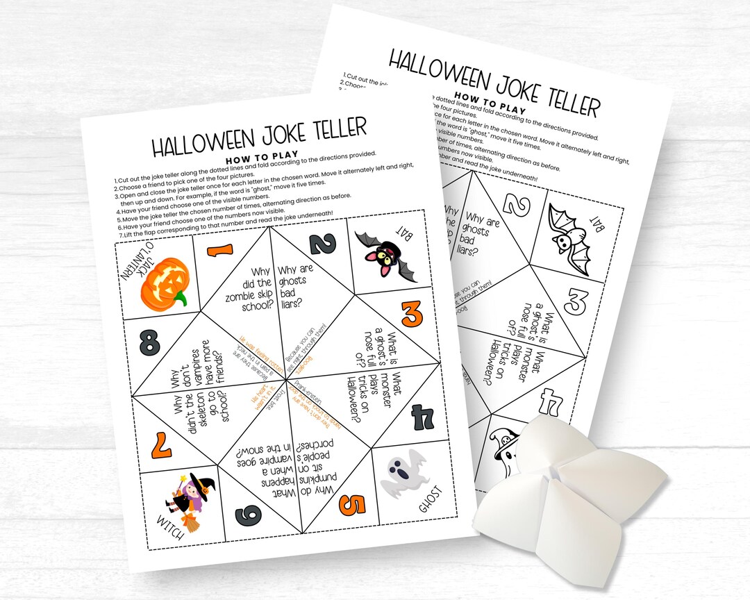 Halloween Jokes Cootie Catcher: Printable Fortune Teller Game (PDF) - Etsy