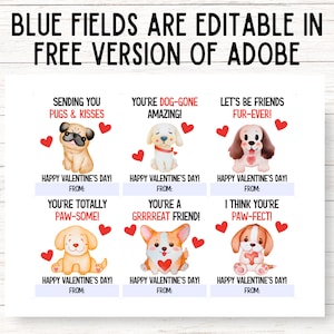 Editable Valentines Day Cards Dog, Puppy Valentine Cards, Printable Dog ...