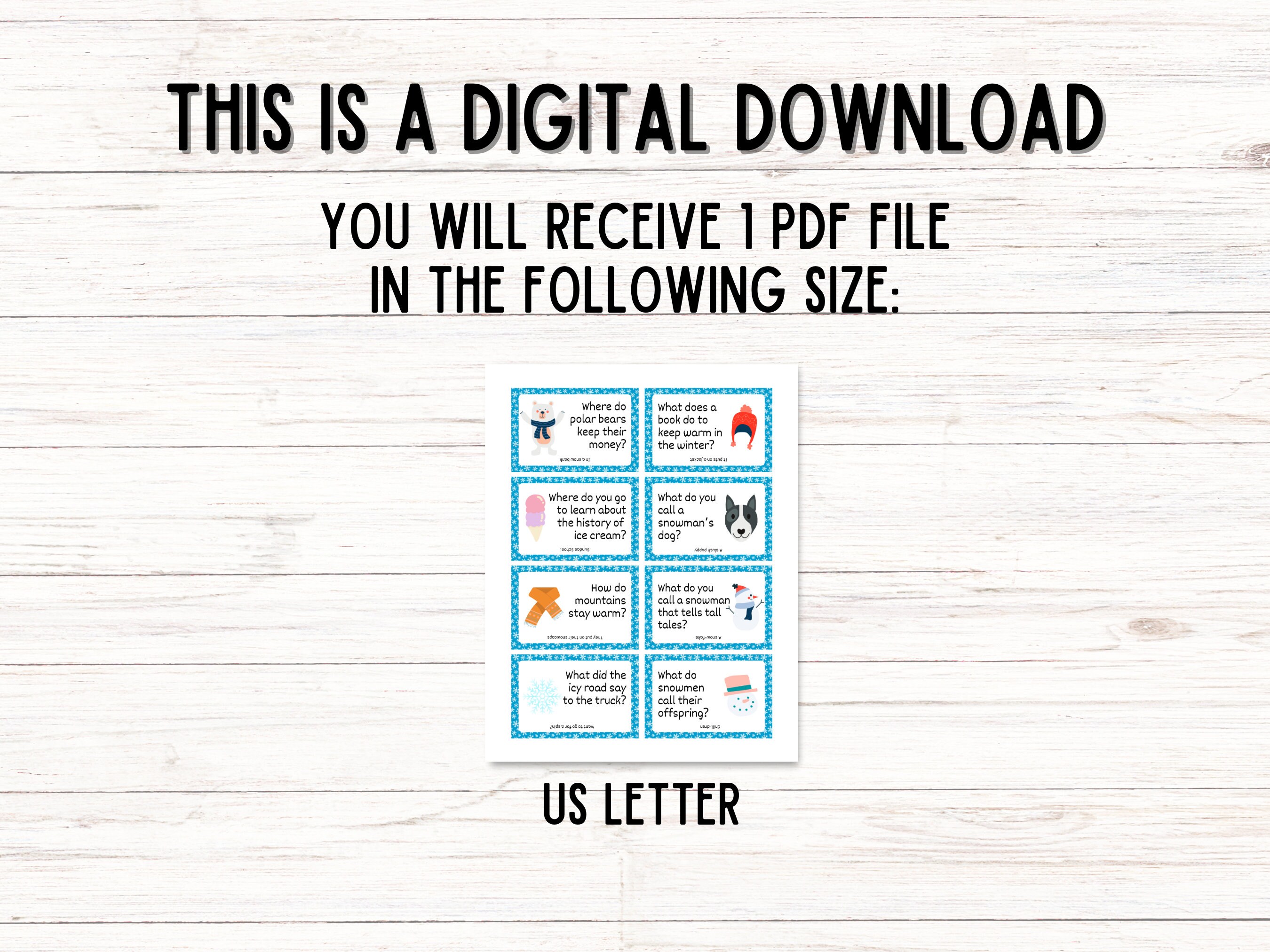 Winter Jokes for Kids, Printable Lunchbox Notes, Joke Cards for Kids ...