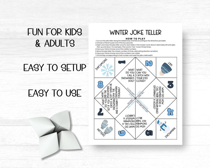 Winter Jokes Cootie Catcher: Printable Fortune Teller Game (PDF) - Etsy