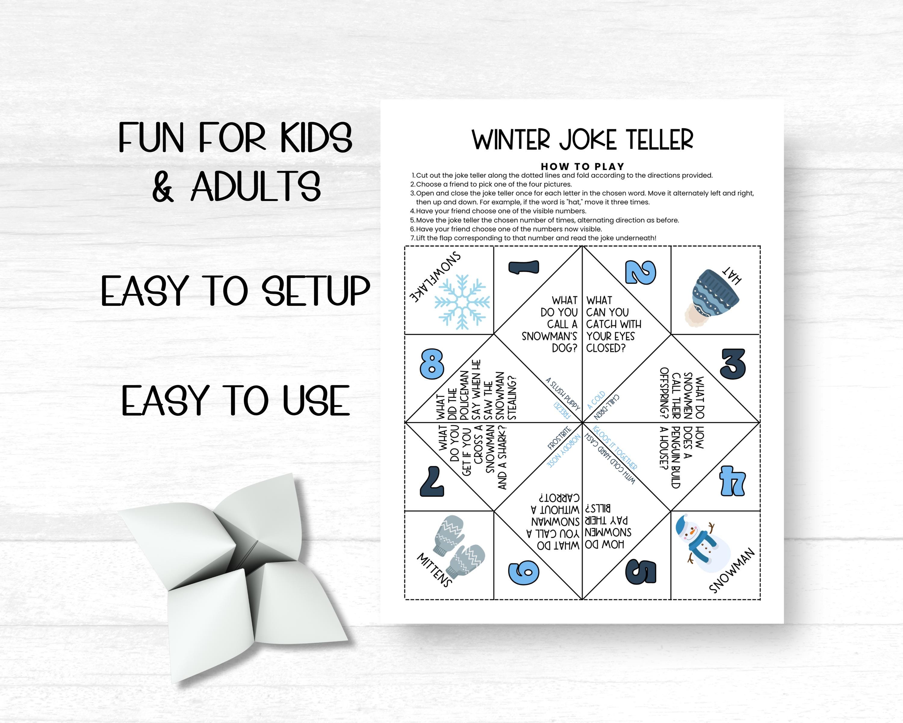 Winter Jokes Cootie Catcher: Printable Fortune Teller Game (PDF) - Etsy