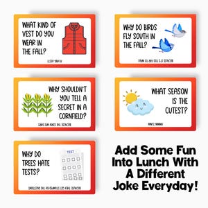 32 Fall Lunch Box Notes for Kids Printable, Kids Lunchbox Jokes, Lunch ...