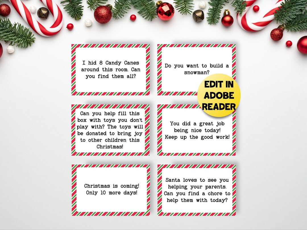 Editable Elf Note Cards, Printable Elf Note Template, Personalized ...