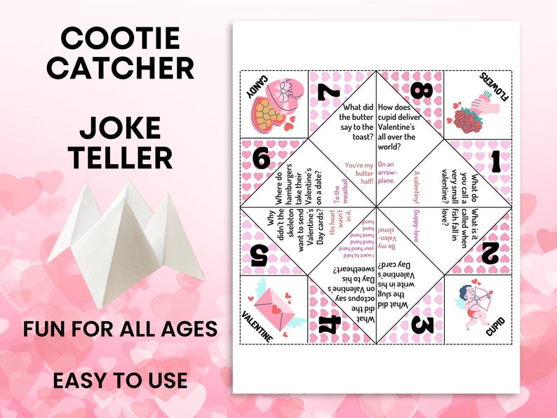 Valentine Cootie Catcher Printable Valentines Joke Teller - Etsy