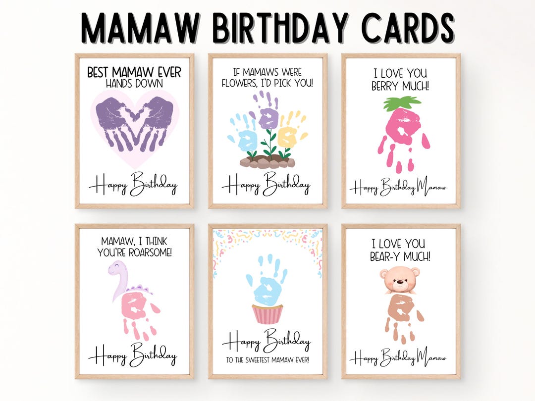 Mamaw Birthday Card, Happy Birthday Handprint Art, Mamaw Gift From ...