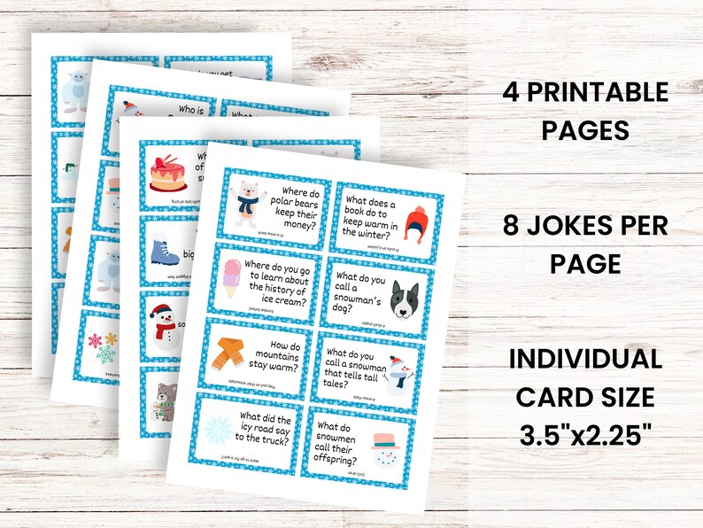 Winter Jokes for Kids Printable Lunchbox Cards Kids Joke - Etsy