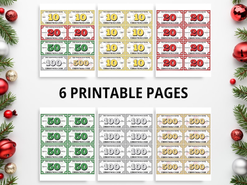Printable Christmas Play Money, Christmas Cash, Santa Bucks, Christmas ...