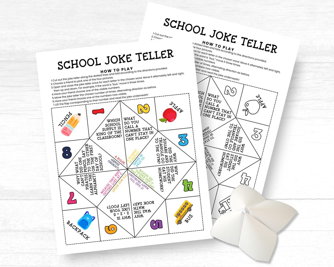 Back to School Jokes Cootie Catcher: Printable Fortune Teller (PDF) - Etsy
