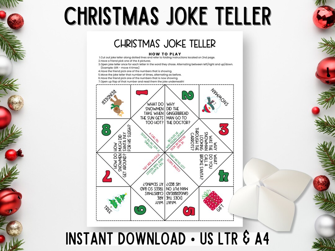 Christmas Cootie Catcher, Christmas Jokes for Kids, Printable Christmas ...