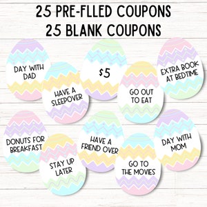 Editable Easter Egg Coupon, Easter Reward Tokens, Printable Easter Egg ...