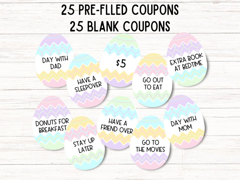 Editable Easter Egg Coupon, Easter Reward Tokens, Printable Easter Egg ...