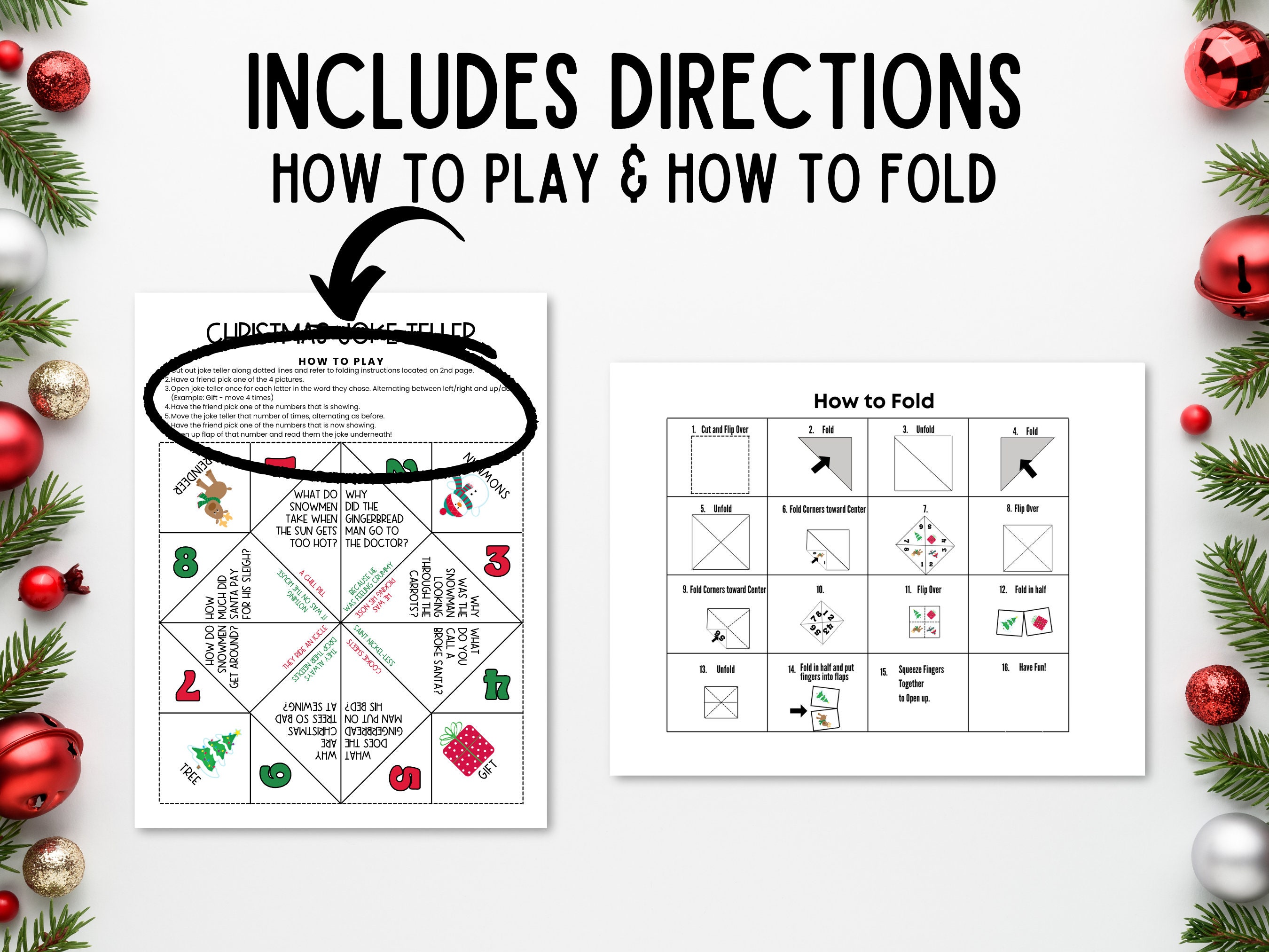 Christmas Cootie Catcher, Christmas Jokes for Kids, Printable Christmas ...