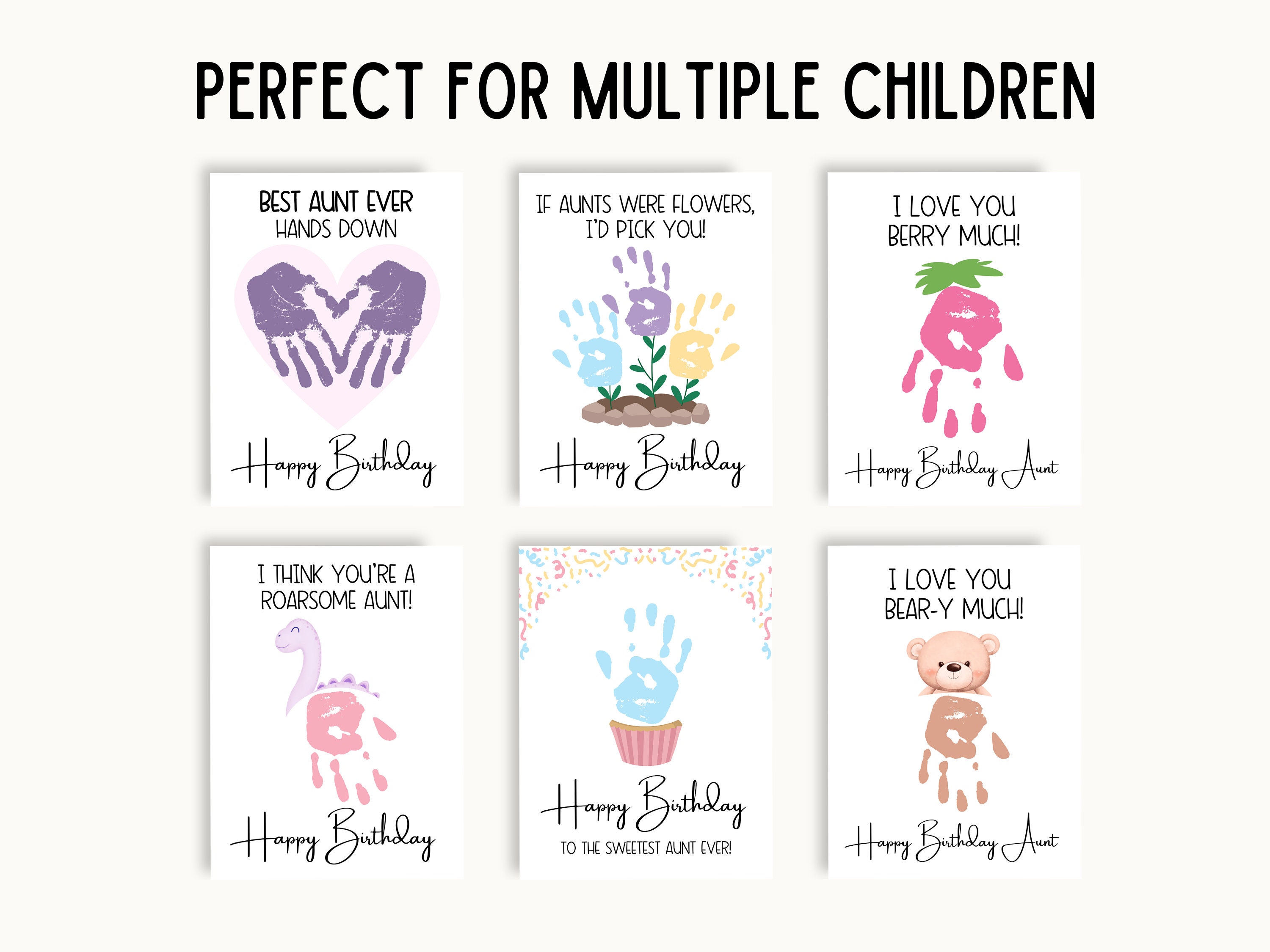 Aunt Handprint Birthday Card, Happy Birthday Aunt Card, Birthday Gift ...