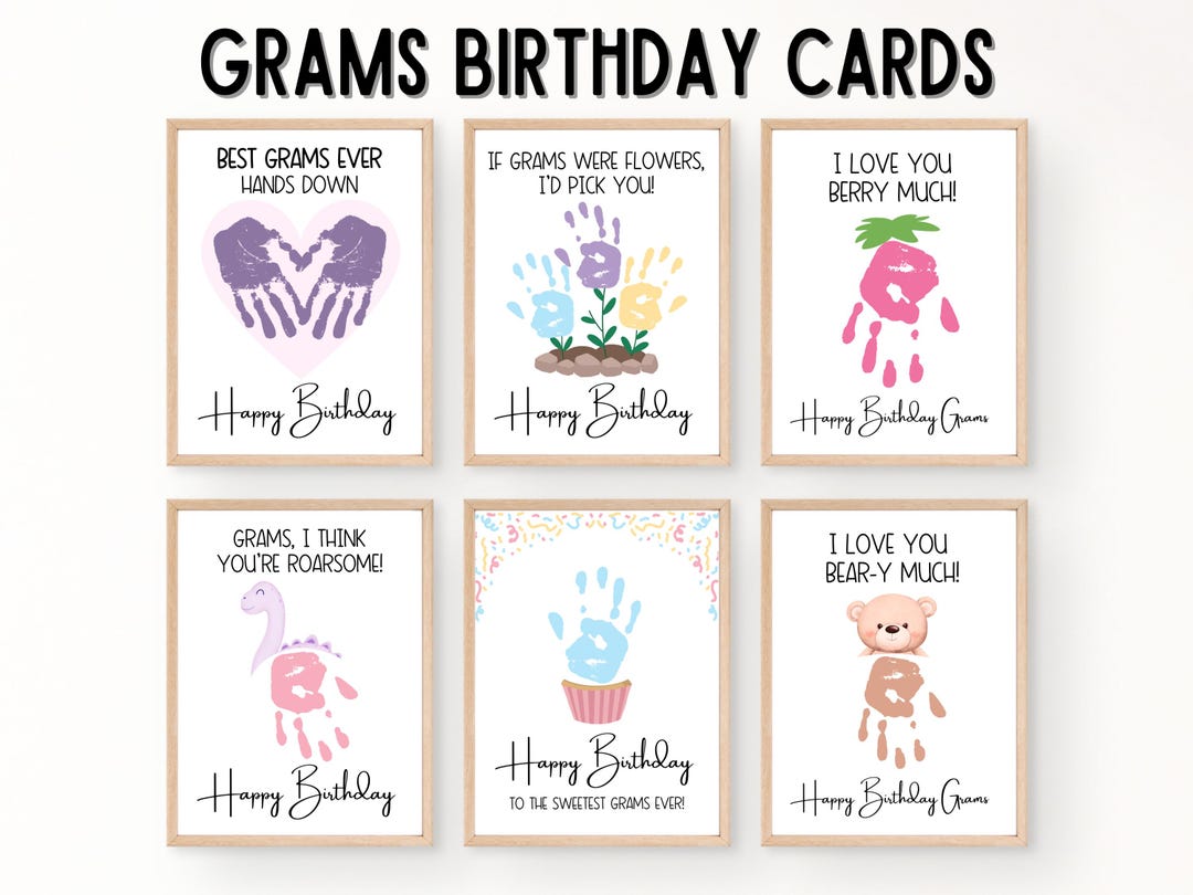 Grams Birthday Gifts, Handprint Birthday Card Printable, Happy Birthday ...