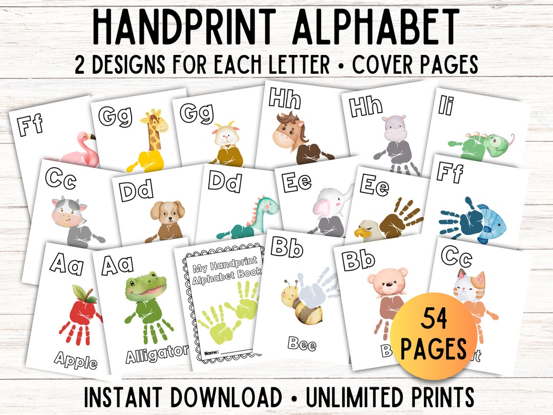 Alphabet Handprint Book Kids Handprint Art Printable ABC - Etsy
