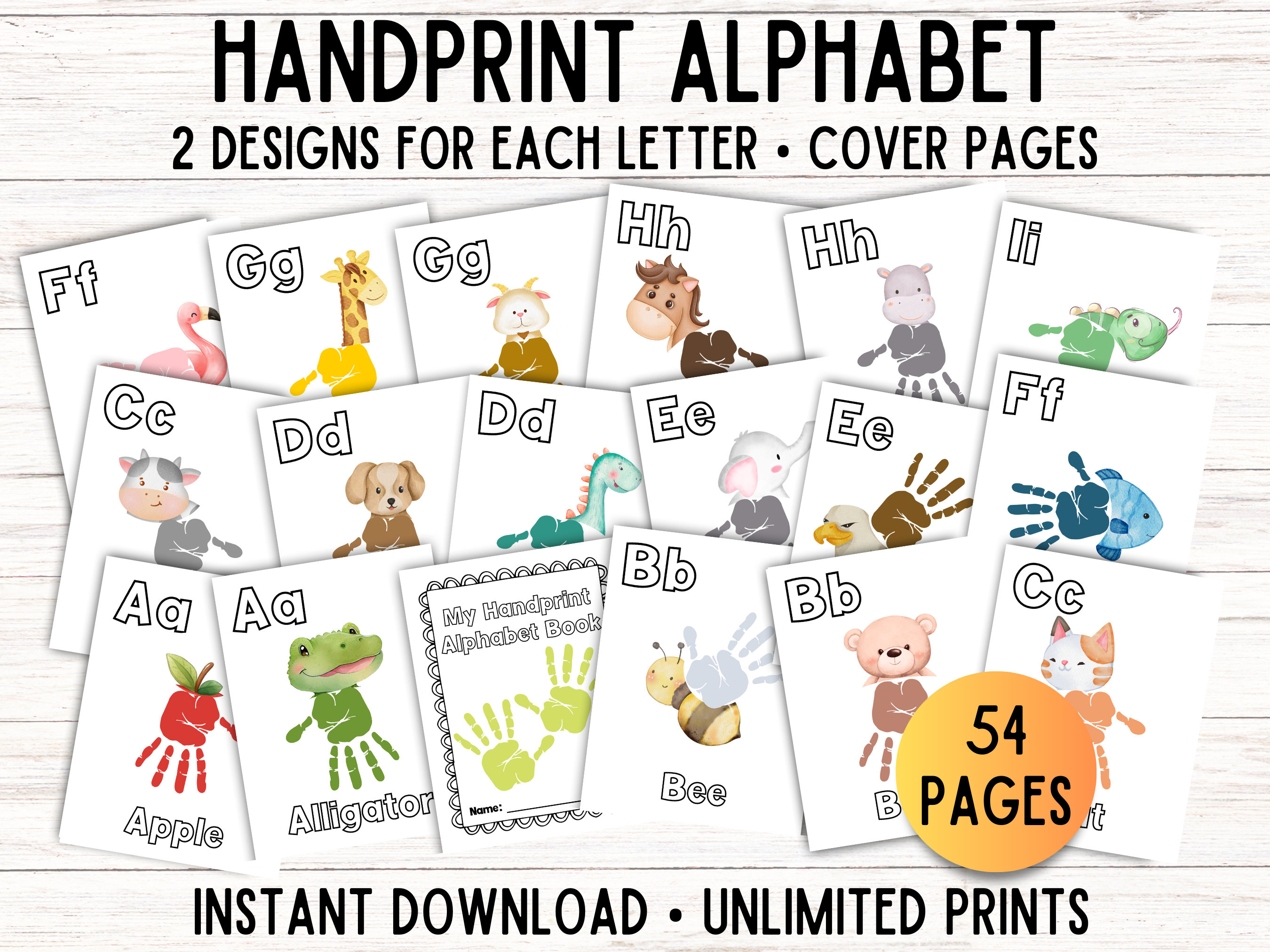 Alphabet Handprint Book Kids Handprint Art Printable ABC - Etsy