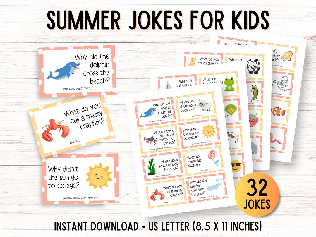 Summer Jokes for Kids Lunchbox Notes, Lunchbox Cards, Printable Lunch ...