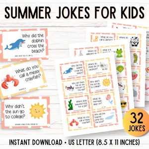 Summer Jokes for Kids Lunchbox Notes, Lunchbox Cards, Printable Lunch ...