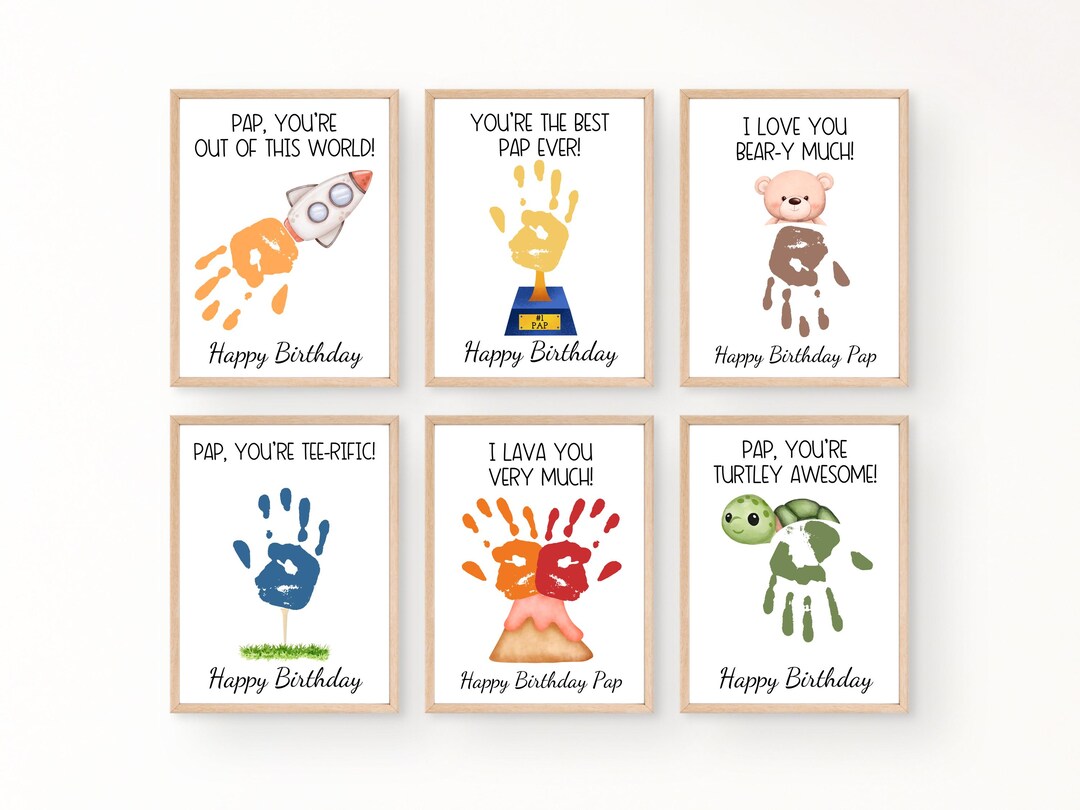Pap Handprint Birthday Card, Printable Birthday Gift for Pap From ...