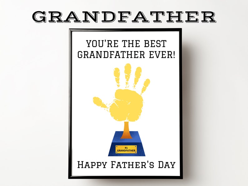Fathers Day Card Grandfather Fathers Day Gift, Grandpa Handprint Craft ...