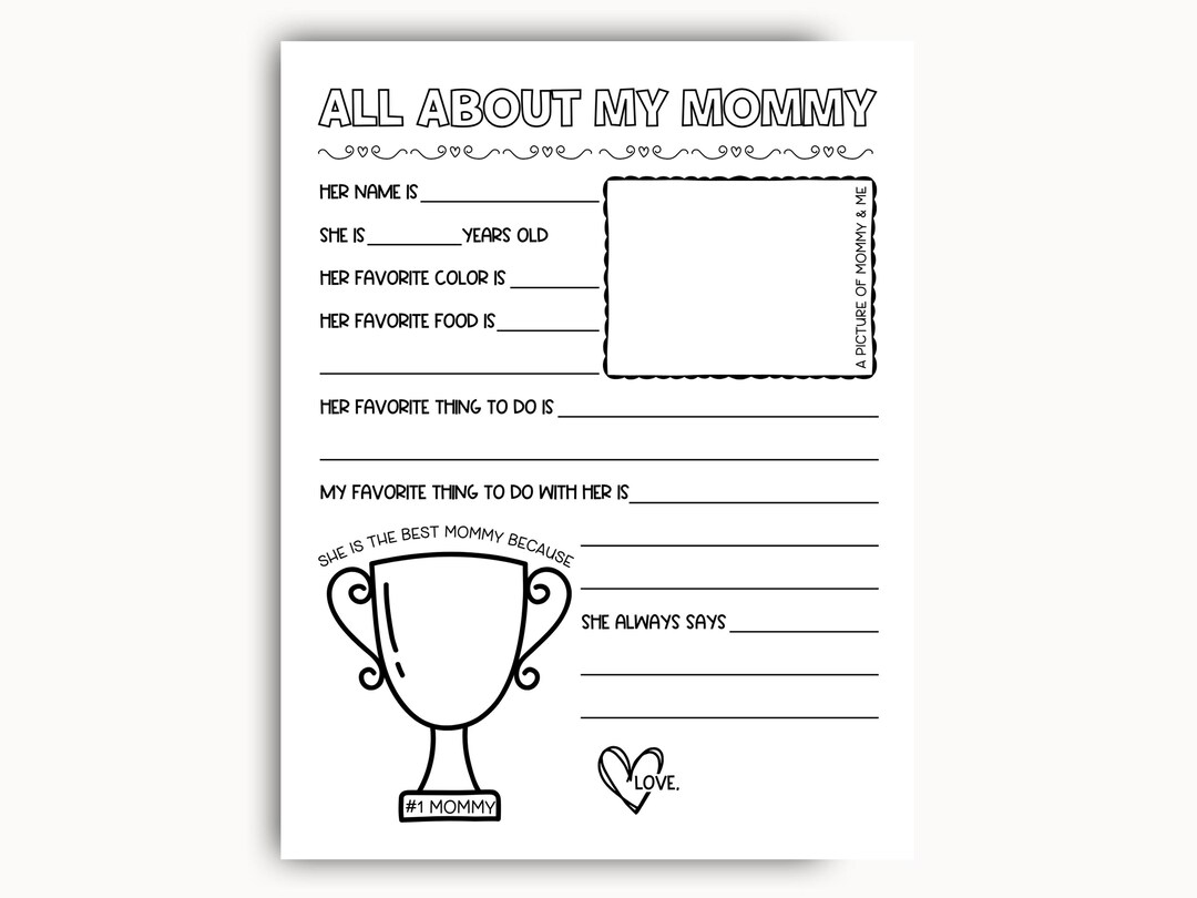 All About My Mommy Printable, Mommy Questionnaire, Mommy Mother's Day ...