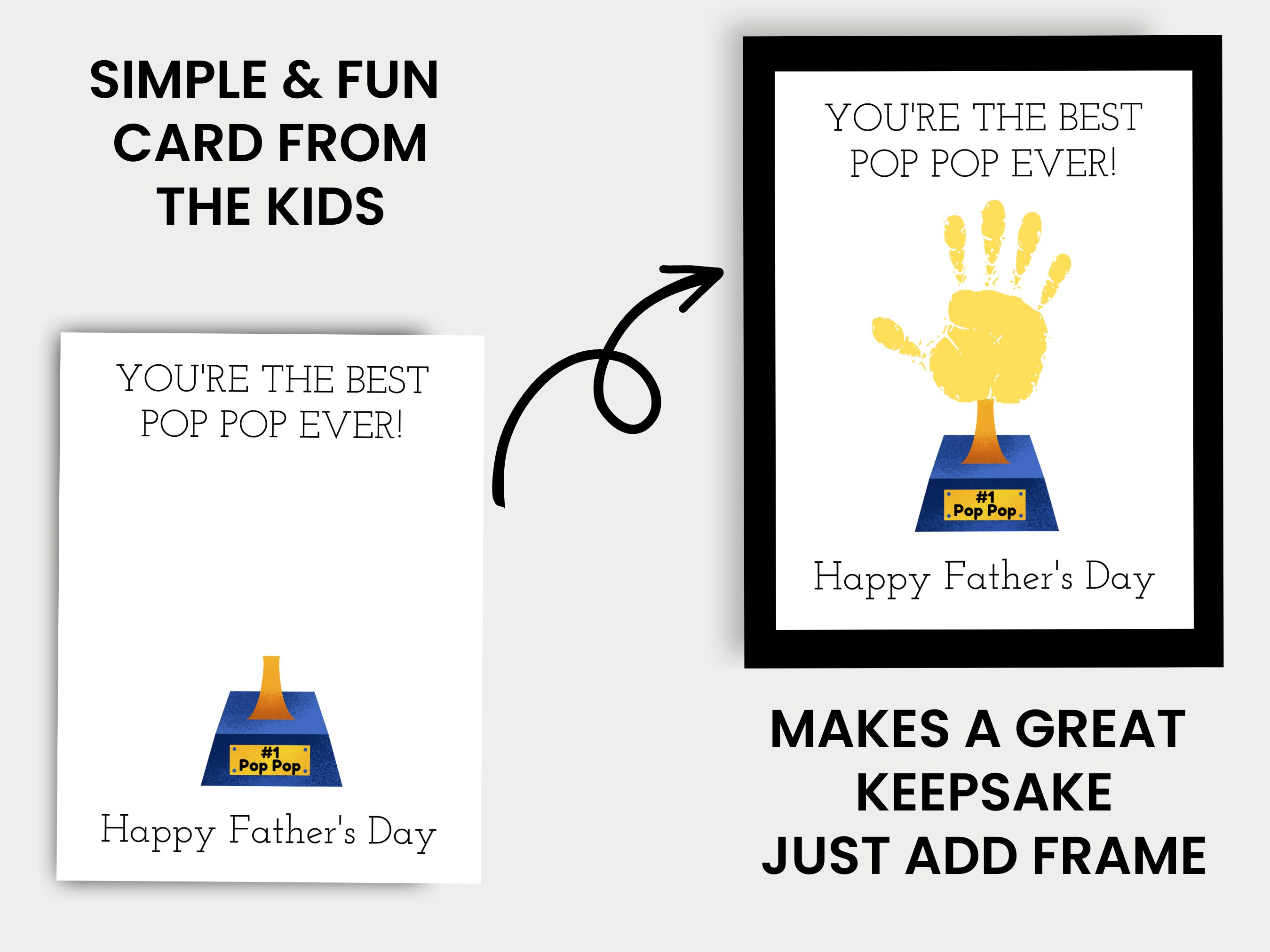 Pop Pop Fathers Day Handprint Card Grandpa Handprint Craft - Etsy