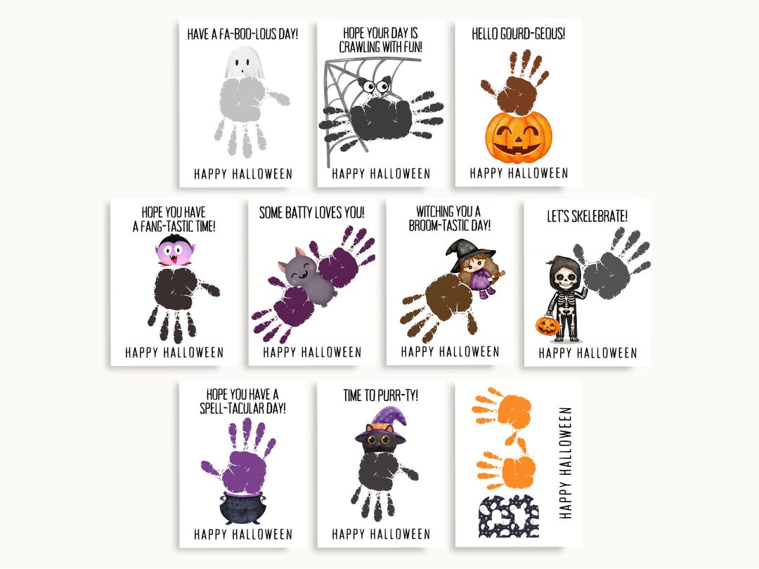 Halloween Handprint Bundle, DIY Printable Craft for Kids, Toddler ...