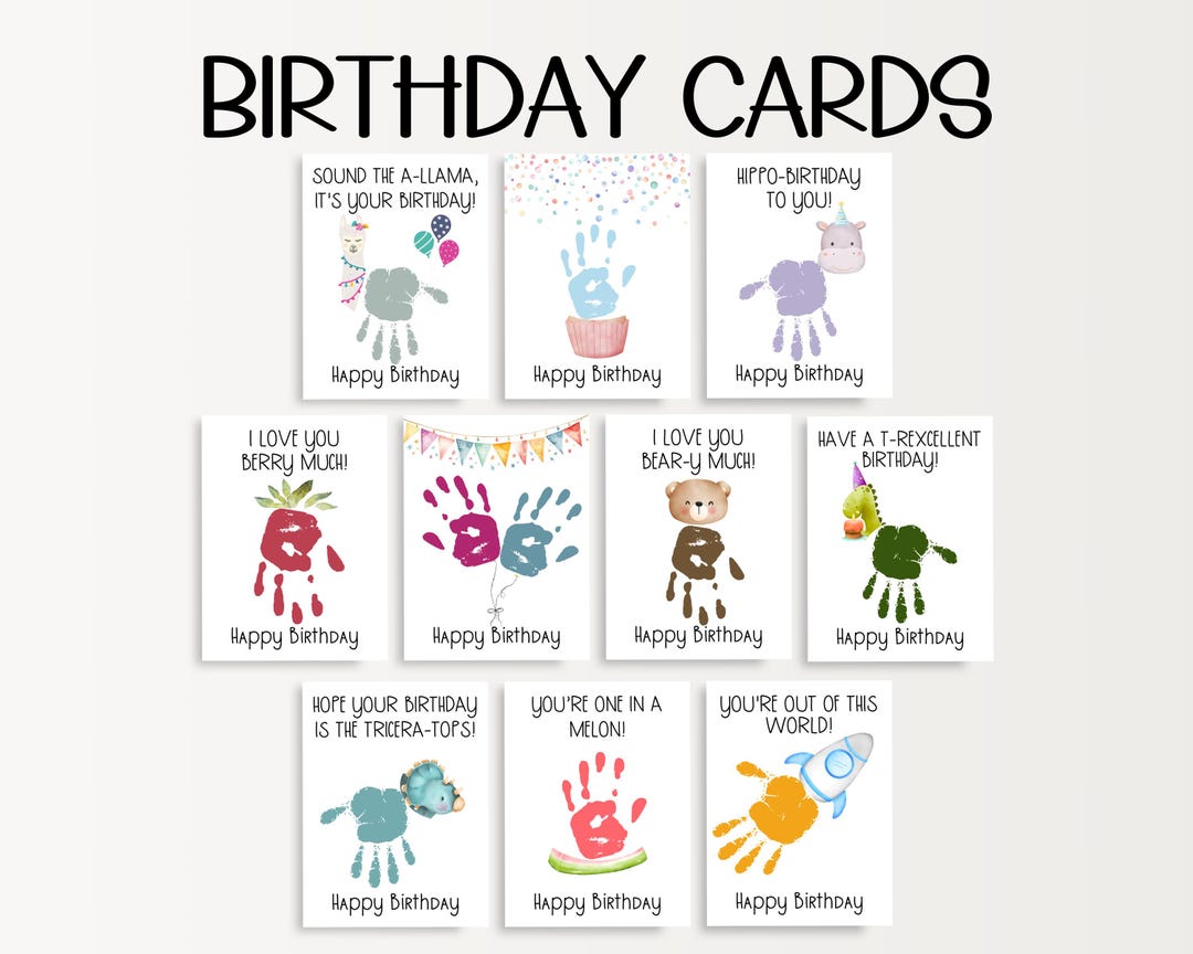 Birthday Handprint Card Printable, Handprint Birthday Card from Kids ...