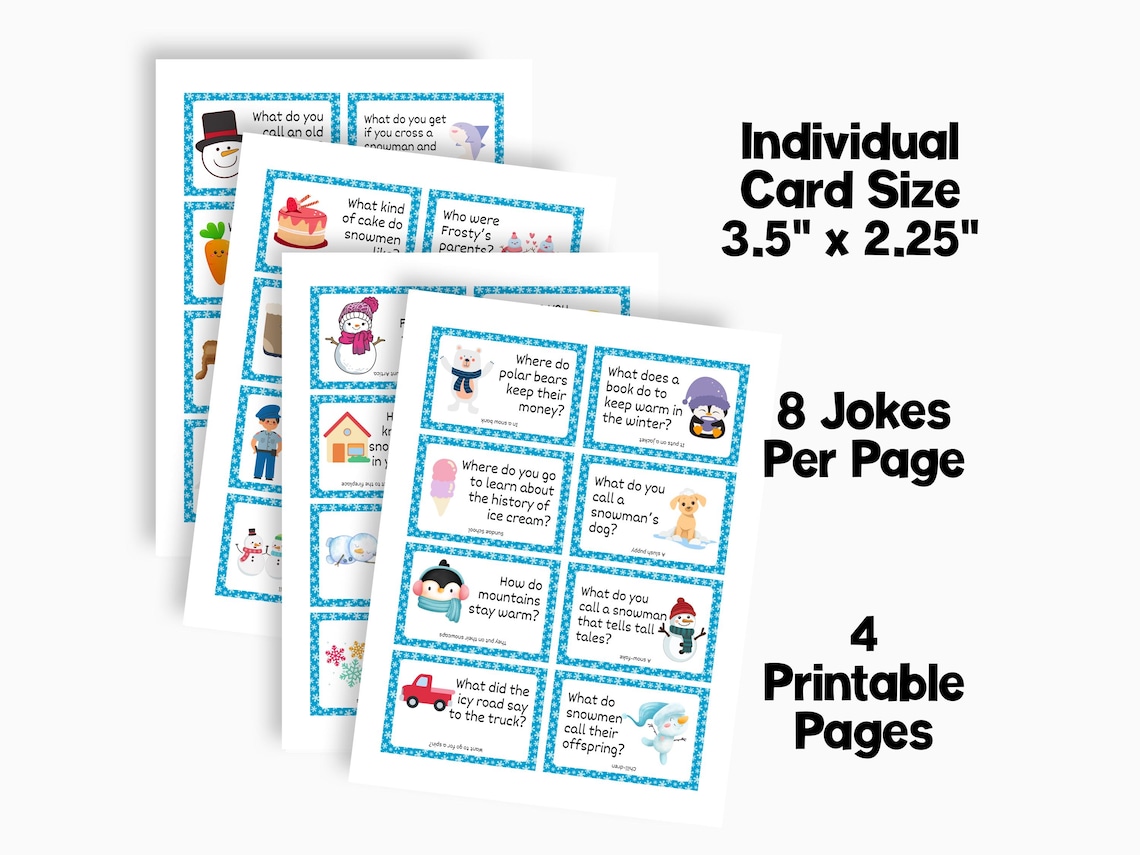 Winter Jokes for Kids, Printable Winter Lunchbox Notes, Snowman Jokes ...