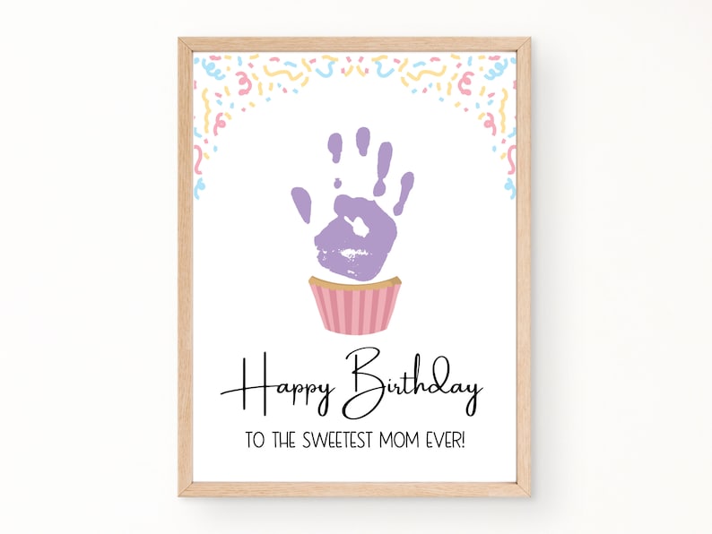 Happy Birthday Mom Card, Birthday Handprint for Mom, Handprint Art ...