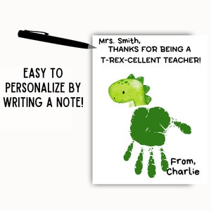 Thank You Teacher Handprint Gift, Dinosaur Handprint Art, Teacher ...